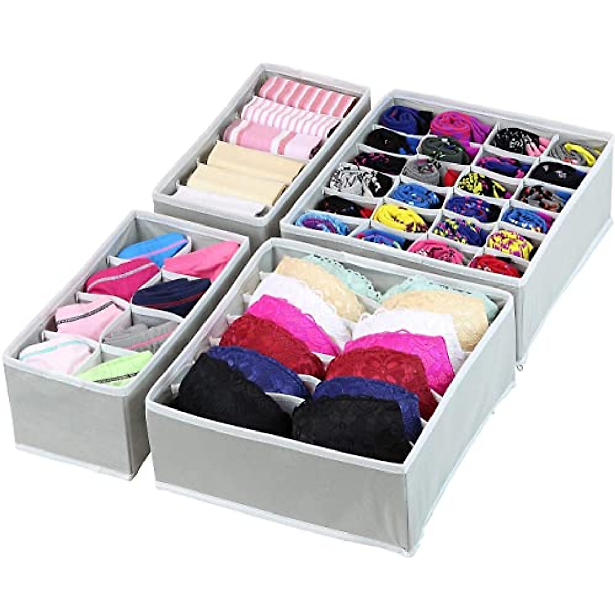 Simple Houseware Closet Underwear Organizer Drawer Divider 4 Set + 2-Pack Socks Organizer