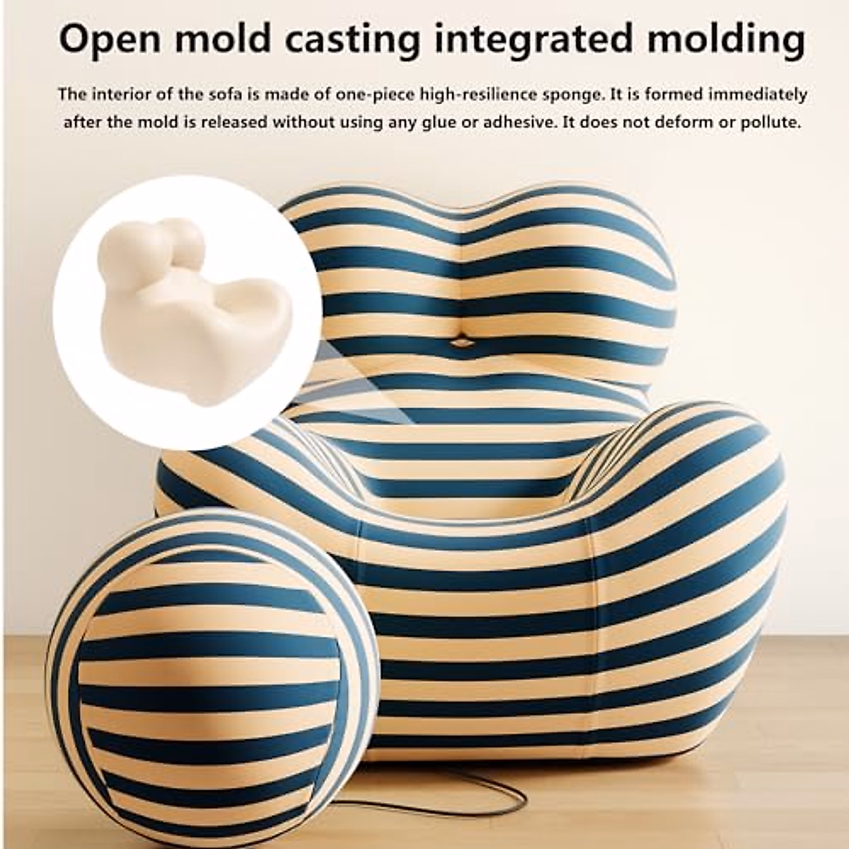 ESRADA Mother's Arms Lazy Sofa Chair,Accent Comfy Arm Chair and Ottoman,No-wash Ice Silk Lazy Chair and Ball Footrest Stool Set,Leisure Sofa Reading Chair green-30 * 28inch