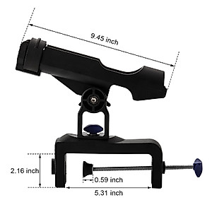 ZENFUN 2 Pack Fishing Boat Rods Holder, 360 Degree Rotation Adjustable Power Lock Fishing Rods Racks, Large Clamp Opening Folding Rod Holder for Canoe, Kayaks, Easy Installation, Bonus Screws