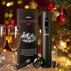 Elktry Electric Wine Opener, Automatic Electric Corkscrew Wine Opener,Battery Operated with Foil Cutter, Wine Pourer&Vacuum Stoppers,Christmas Gift for Family and Friends