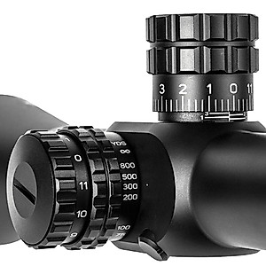 Blackhound Optics Genesis 4-14x44 FFP MOA, Illuminated 1/4 MOA Reticle, Zero Stop and Parallax with 30mm Scope Rings, 44mm Scope Hood and Mounting Bubble Levels