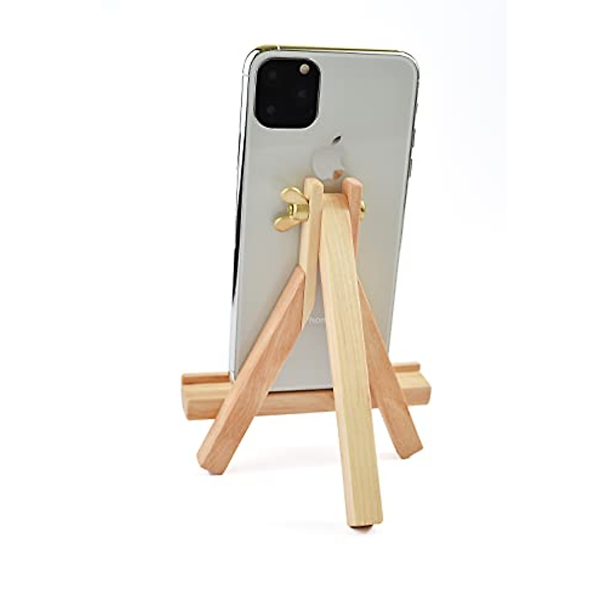 Handmade Wooden Easel Phone Stand - Tablet Holder: Canvas Style (Light)