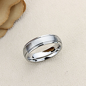Prime Pristine 6mm 8mm Mens Womens Stainless Steel Weddign Band Ring Brushed Center Domed Comfort Fit Ring SZ: 13.5