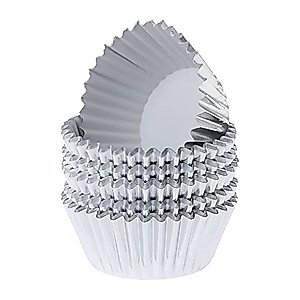200 Pieces of Cake Paper Cups, Aluminum Foil Baking Cups, Suitable for Weddings, Kitchens, Birthday Parties, 8 Colors are Available (silver)