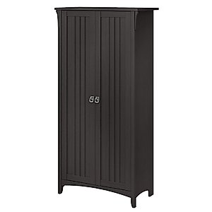 Bush Business Furniture Salinas Kitchen Pantry Cabinet with Doors in Cape Cod Gray, Home Storage for Food, Dinnerware, and Cooking Accessories, Vintage Black