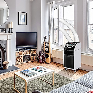 560CM/220" Universal Window Seal for Portable Air Conditioner- Casement Window AC Adapter Portable AC Window Cloth Seal Air Exchange Guards Kit with Zipper to Keep Indoor Cool for a Long Time(White)