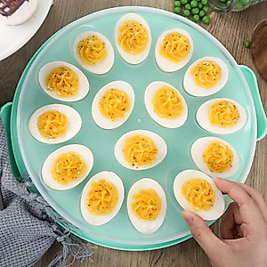 HANSGO Round Cake Carrier, Cake Container with Lid and Handles 3-in-1 Multipurpose Cake Keeper Holder Platter for Cupcake Devil Eggs 10 Inch Cake Dishwasher Safe