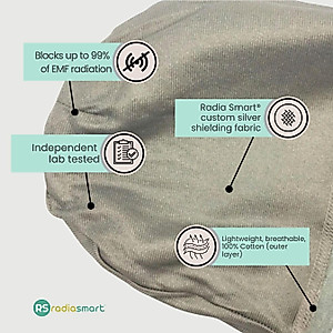 Radia Smart® 5G Blocking, Protective Baby Hat/Beanie Cap Blocking RF EMF WiFi Radiation. Age 6-18 Months. Grey