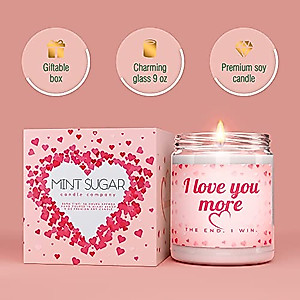 Valentines Day Gifts for Her Girlfriend Wife, Scented Soy Wax Candle Made in USA, 9 oz - Unique Gift Idea for Valentine's Day, Romantic Gifts for Her, Mint Sugar Candle Company