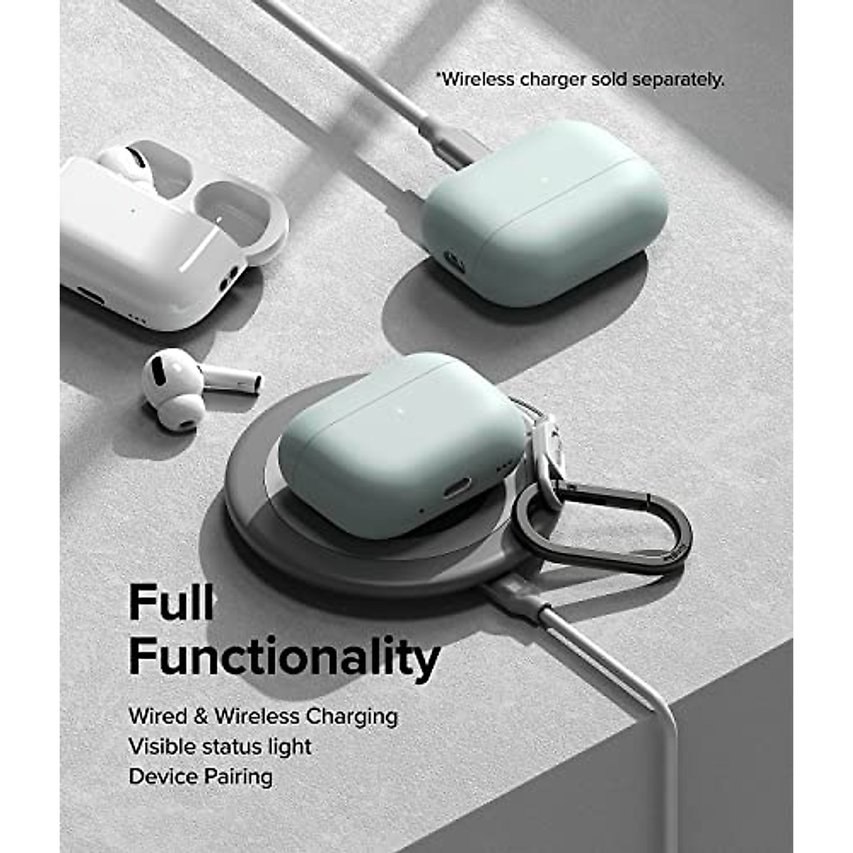 Ringke Silicone Case Compatible with AirPods Pro 2 Case, Slim Lightweight Cover Designed for AirPods Pro 2nd Generation Case - Seafoam