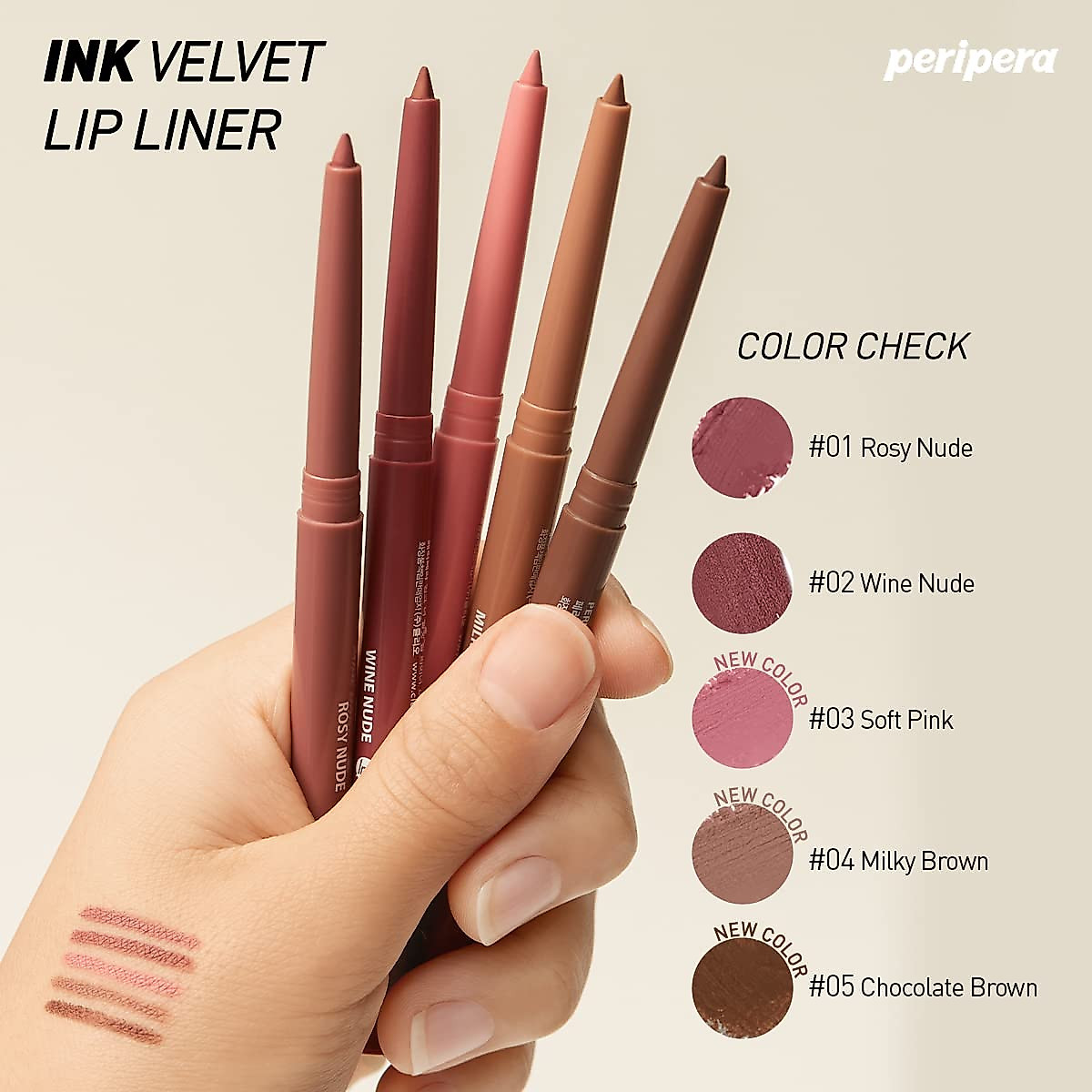 Peripera INK VELVET LIP LINER (001 ROSY NUDE)