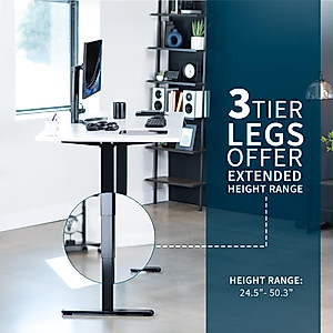 VIVO Electric Height Adjustable 71 x 36 inch Memory Stand Up Desk, White Table Top, Black Dual Motor Frame with Preset Controller, 2B Series, DESK-KIT-2B7W-36
