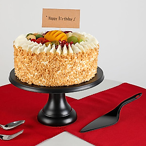 ECOWAY Round Cake Stand 9.84 Inch with Spatula, Black Cupcake Stand Bamboo Fiber, Dessert Display Plates for Snacks, Cookies, Candy Dish1