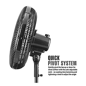 Air Monster 16" Stand Fan with Plastic Grill, Oscillating Pedestal Fan, 3 Speed, Adjustable Height and Angle, Indoor Home and Office use, Black Stand Up Fan