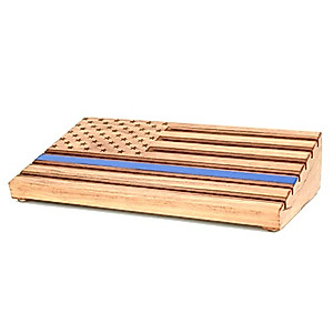 LOKI ENGRAVING Thin Blue Line Red American Flag Challenge Coin Display