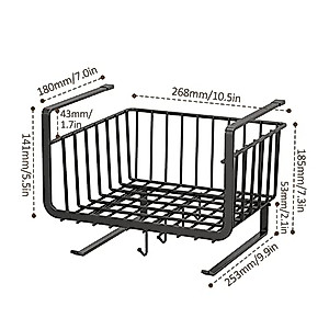 Shelves Organizer Under Sink Organizer Cabinet Hooks Kitchen Shelf Basket Under Cabinet Shelf Storage Basket for Storage Shelves Bathroom Storage Kitchen Organizers(2 Colour 7.3×9.9×10.5in)(black)