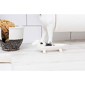 Creative Co-Op Elongated White Ceramic Dog Dish