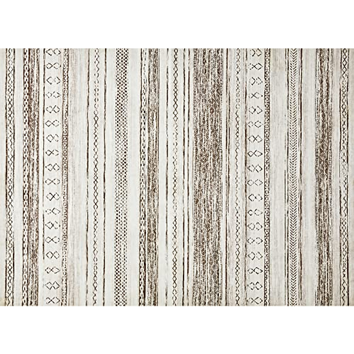 Area Rug Living Room Rugs - 5x7 Washable Large Soft Neutral Boho Moroccan Bohemian Farmhouse Rug Indoor Floor Carpet for Bedroom Under Dining Table Home Office Decor - Cream Brown