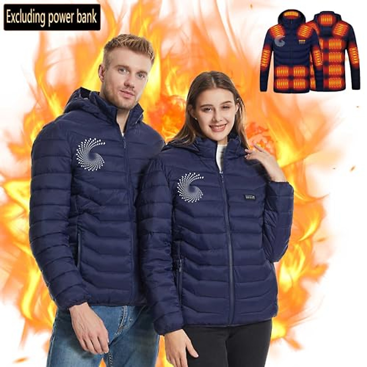 EAUFUM Black Of Friday Deals 2023 Heated Jacket for Men And Women 21 Heating Zones Electric Heating Coat Lightweight Hooded Puffer Coat Cyber Of Monday Deals 2023