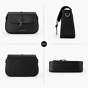 VICTORIA HYDE Crossbody Bag for Women Small Shoulder Bag Vegan ladies Purse Fashion Genuine Leather Shoulder Bags (BLACK)