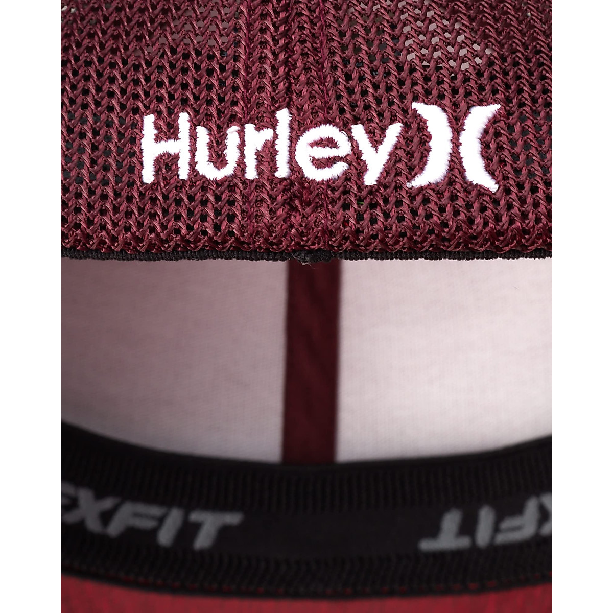 Hurley Men's Caps - Mini Icon Mesh Panel Baseball Cap - Fitted Hats for Men, Size Large-X-Large, Noble Red