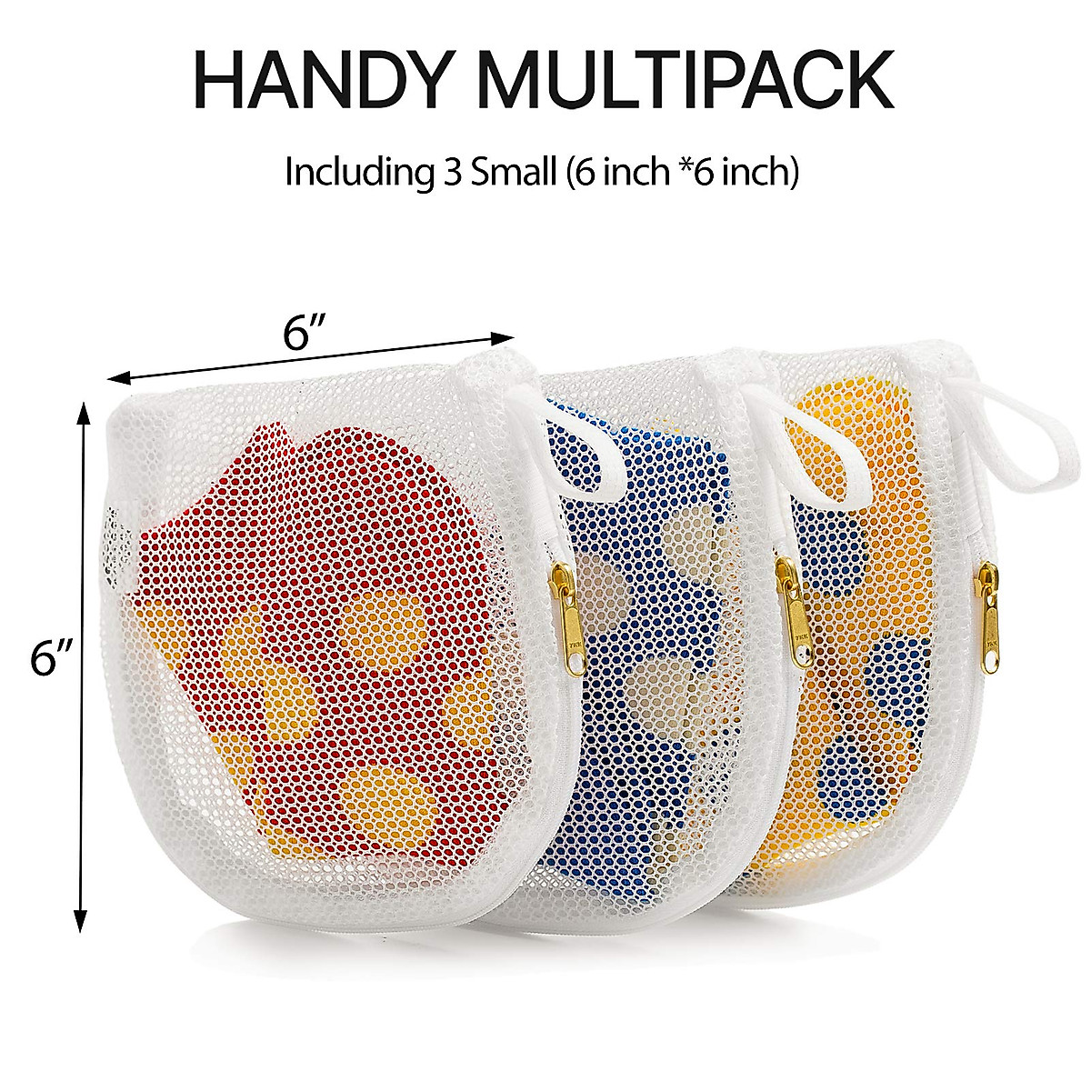 MIFNRO 3 Packs Delicate Laundry Bags for Reusable Face Masks and Reusable Makeup Remover Pads,Fine Mesh Wash Bags,Use YKK Zipper, with Hanger Loop, Portable Mask Storage Bag (3 Small)