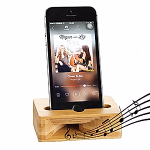 Cell Phone Stand Amplifier, Fanshu Desktop Mobile Phone Holder, Universal Portable Wood Cellphone Dock on Desk Bamboo Bed Stand Mount Cradle for Phone Under 5.5 Inches