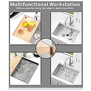 X Home 23 x 19 Inch Undermount Kitchen Sink Single Bowl, 16 Gauge Stainless Steel Kitchen Workstation Sink With R10 Corners, Fits 35 Inch Cabinet