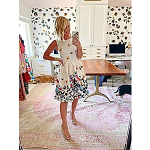 OWIN Women's Floral 1950s Vintage Swing Cocktail Party Dress Sleeveless