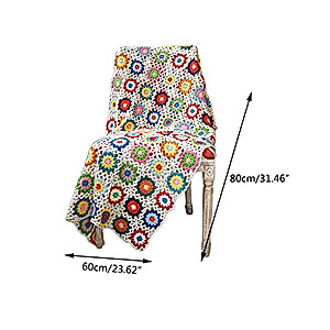 hahawali Crochet Blanket, Woven Blanket, Sofa Blanket Boho Handmade Crochet Sofa Throw Blanket Colorful Flower Sweater Style Mat Decor, 80x60