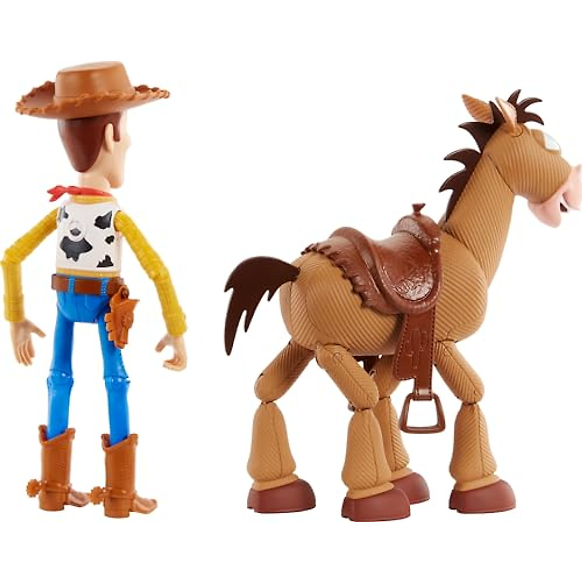 Mattel Disney Pixar Toy Story 4 Movie Set of 2 Action Figures, Collectible Pack Includes with Woody with Removable Hat & Rideable Bullseye