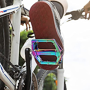 MZYRH Road/Mountain Bike Pedals MTB Pedals Aluminum Alloy Bicycle Pedals 9/16" Sealed Bearing Lightweight Platform for Road Mountain BMX MTB Bike Rainbow
