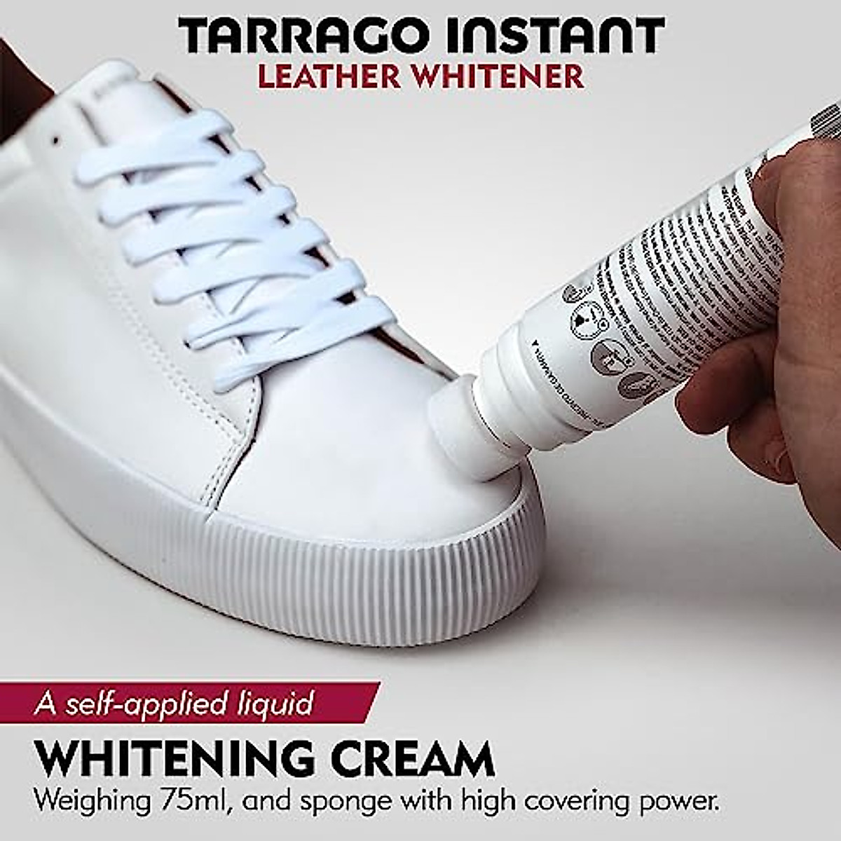 Tarrago Super White- Shoe Whitener Instant Cleaner for Sneakers with Applicator Tip for Leather Renew 75mL