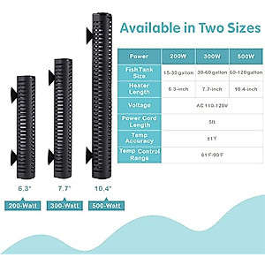 hygger 300W Aquarium Heater with External Digital Temperature Controller Reef Saltwater Fish Tank Heater for 30-60 Gallon Tank