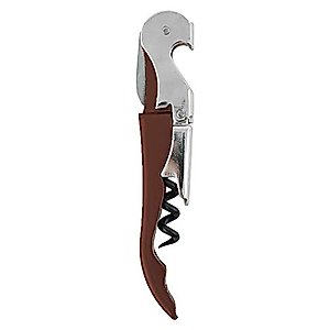 Pulltap's Double-Hinged Waiters Corkscrew, Wine Opener and Foil Cutter, Beer Bottle Opener, Chocolate Brown