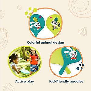 B. toys- Bounce & Play Paddle Set- Sports & Outdoor- Paddle Ball Game – 2 Colorful Paddles & 1 Ball – Active Play for Kids, Toddlers- 3 Years +