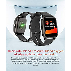 LCW Smart Watch Fitness Trackers with Heart Rate Monitor,Waterproof IP67 Activity Trackers Watch Pedometer Stopwatch,Body Temperature Measurement, for Men Women for iPhone Android Phone (Black)