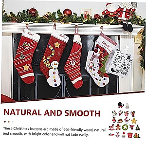 VILLCASE 500 Pcs Christmas Wooden Buttons Santa Button Gingerbread Man Button Craft Fancy Buttons Colorful Buttons Wood Jewelry Button Wooden Embellishment Table Scatter Mix Clothing Child