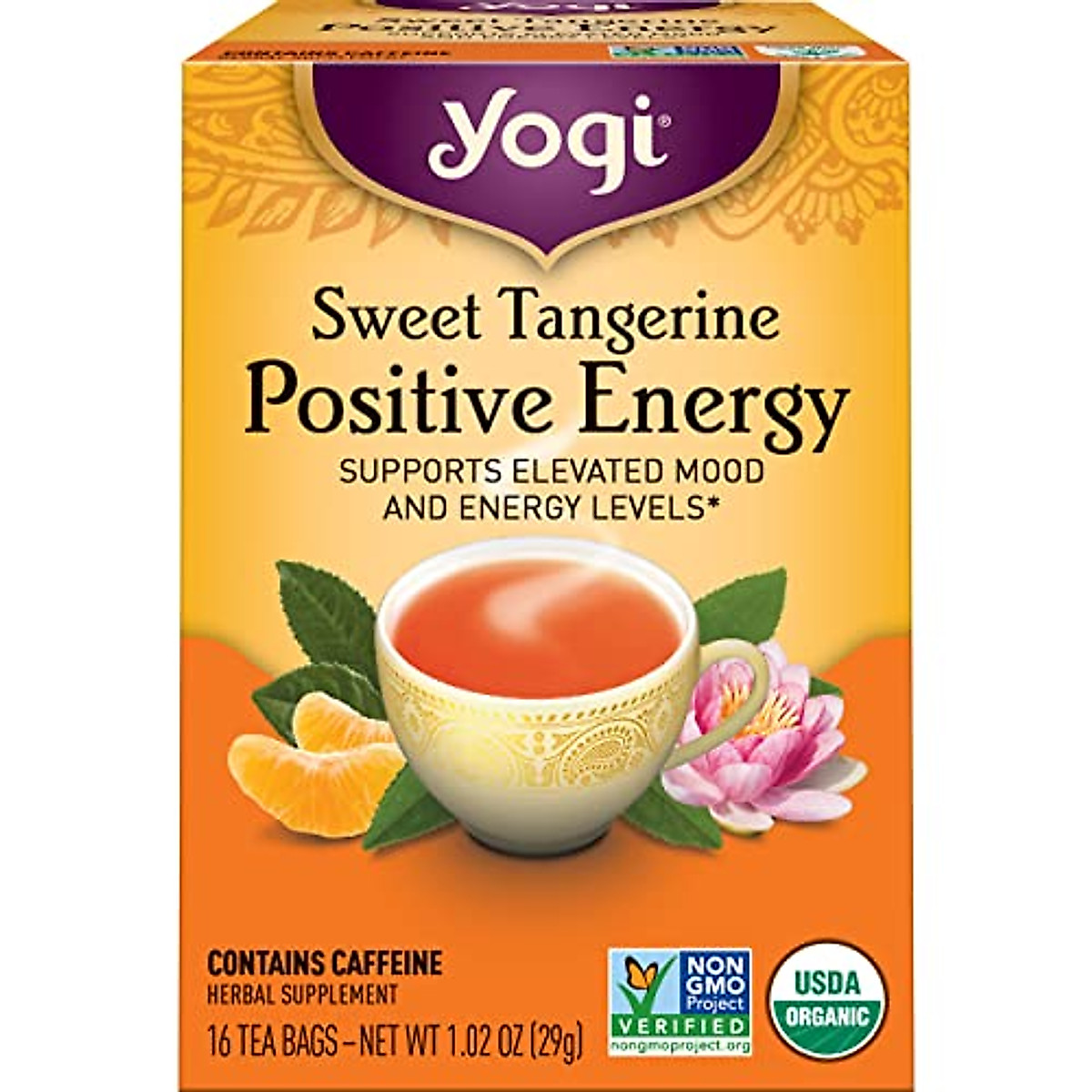 Yogi Tea - Sweet Tangerine Positive Energy Tea (6 Pack) - Supports Elevated Mood and Energy Levels - With Black Tea and Green Tea Extract - Contains Caffeine - 96 Organic Tea Bags