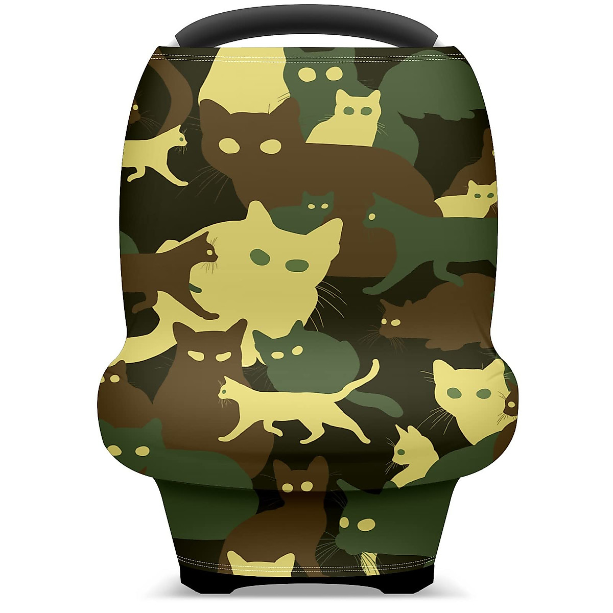 Baby Car Seat Stroller Covers Camouflage Ghost Cat Kitten Camo Nursing Cover Breastfeeding Scarf Soft Breathable Stretchy Infant Car Canopy Coverage Carseat Cover for Boys and Girls Multi Use