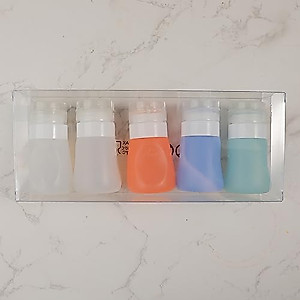 Webake 2oz Salad Dressing Container to Go, 5 Pack Condiment Squeeze Bottles Silicone Sauce Bottles with 2pcs Cleaning Brush, Leak Proof Mini Travel Containers