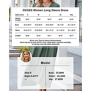 OUGES Fall Maternity Maxi Dresses Long Sleeve Wrap V Neck Baby Shower Dress Maternity Clothes 2025(Gray Green,M)