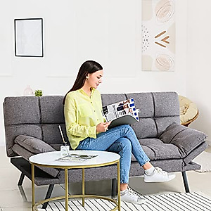 QAIIOO Futon Sofa Bed, Memory Foam Modern Convertible Couch Bed, Folding Futon Sleeper Couch with Compact Living Space, Apartment, Dorm, Bonus Room, 71" D x 33" W x 31.5" H, Grey