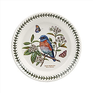 Portmeirion Botanic Garden Birds Collection Salad Plates | Set of 6 Plates 8.5 Inch with Assorted Bird Motifs | Made of Earthenware | Dishwasher and Microwave Safe | Made in England