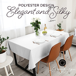 Grandipity Rectangle Tablecloth (White Tablecloths 60" x 102") - Polyester Tablecloth - Stain & Wrinkle Resistant Washable Polyester Tablecloths Decorative Cloth Table Cover (1 Pack)