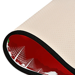 Christmas Tree Snowman Runner Rug Snowflakes Red Bath Rug Kitchen Mat Doormat Large Runner Carpet 72" X 24"