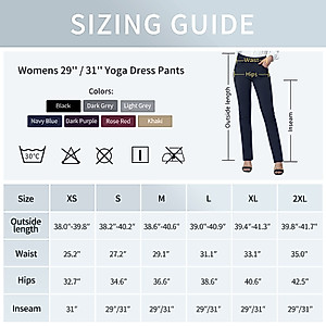 M MOTEEPI Dress Pants for Women 29'' High Waisted Stretch Work Pants Straight Leg Pull on Yoga Dress Pants for Business Casual Pockets Navy Blue X-Large