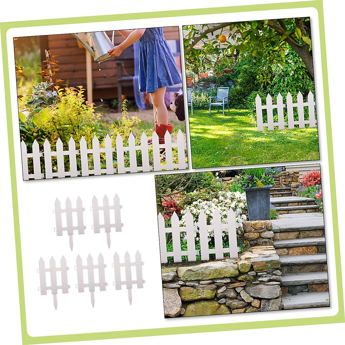 IFANLANDOR 5 Sets The Fence Fencing for Yard Privacy Screen Outdoor Garden Fencing Landscape Fence Landscape Border Picket Fence Garden Patio Fence Panel Christmas Small Fence White Plastic