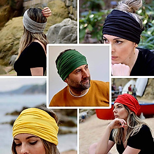 Fashband Boho Headbands Black Extra Wide Headband African Head Wraps 5 Pcs Wide Stretchy Hair Accessories for Women