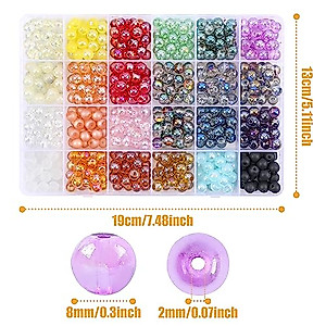 MAKERSLAND 24 Color Plated Glass Beads for Jewelry Making Bracelet Making Kit, DIY Gemstone Beads Crystal Beads, Plated Glass Beads Round Beads for Women 8mm